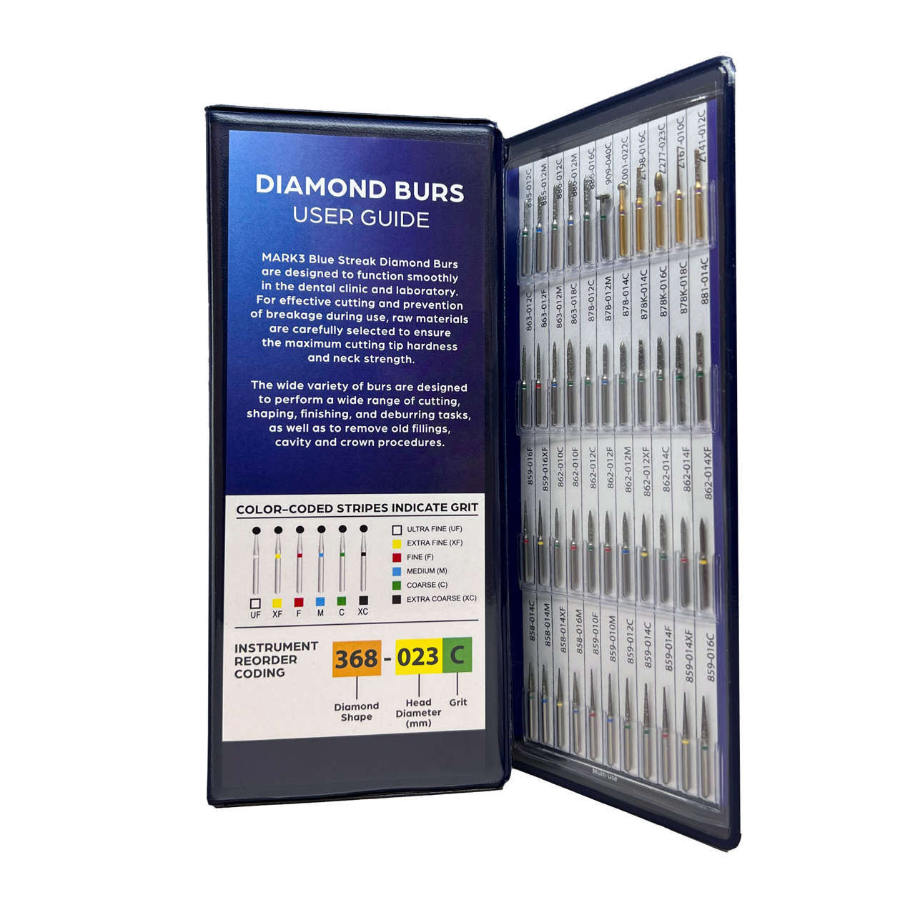 Blue Streak Diamond Bur Sample Wallet 132/pk - MARK3 | Noble Dental ...